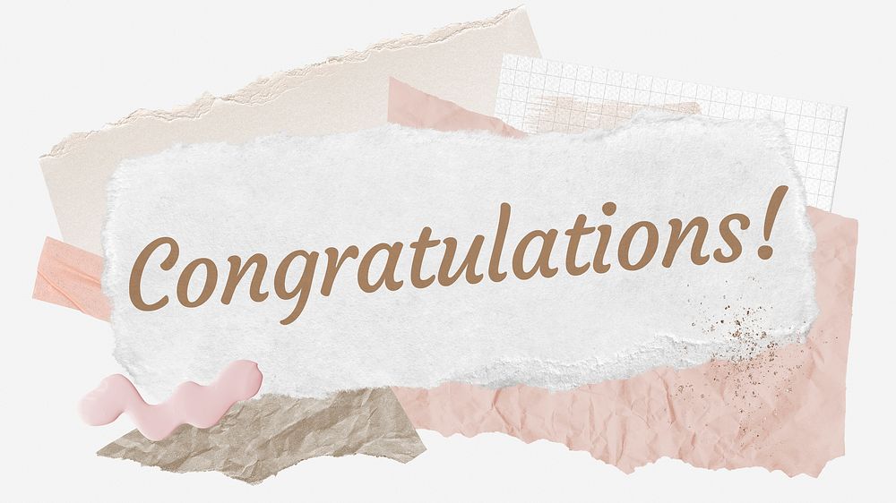 Congratulations word typography, aesthetic paper | Free Photo - rawpixel