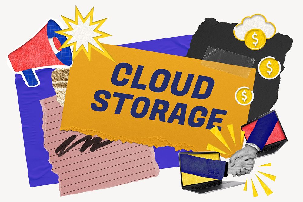 Cloud storage word typography, colorful | Premium Photo - rawpixel