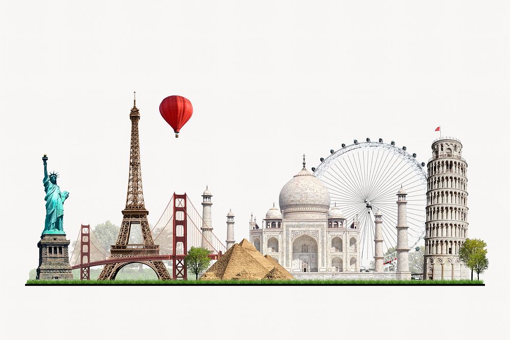 Famous places background, white design | Premium Photo - rawpixel