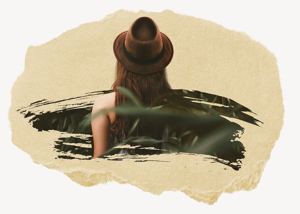 Hipster woman rearview, ripped paper | Free Photo - rawpixel