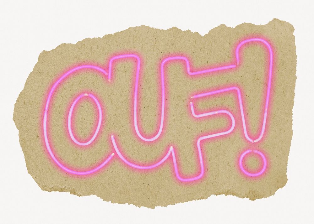 Ouf! typography ripped paper, pink | Free Photo - rawpixel