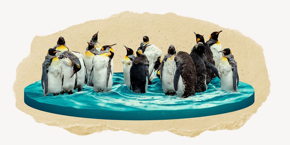 Penguins, ripped paper collage element | Free Photo - rawpixel