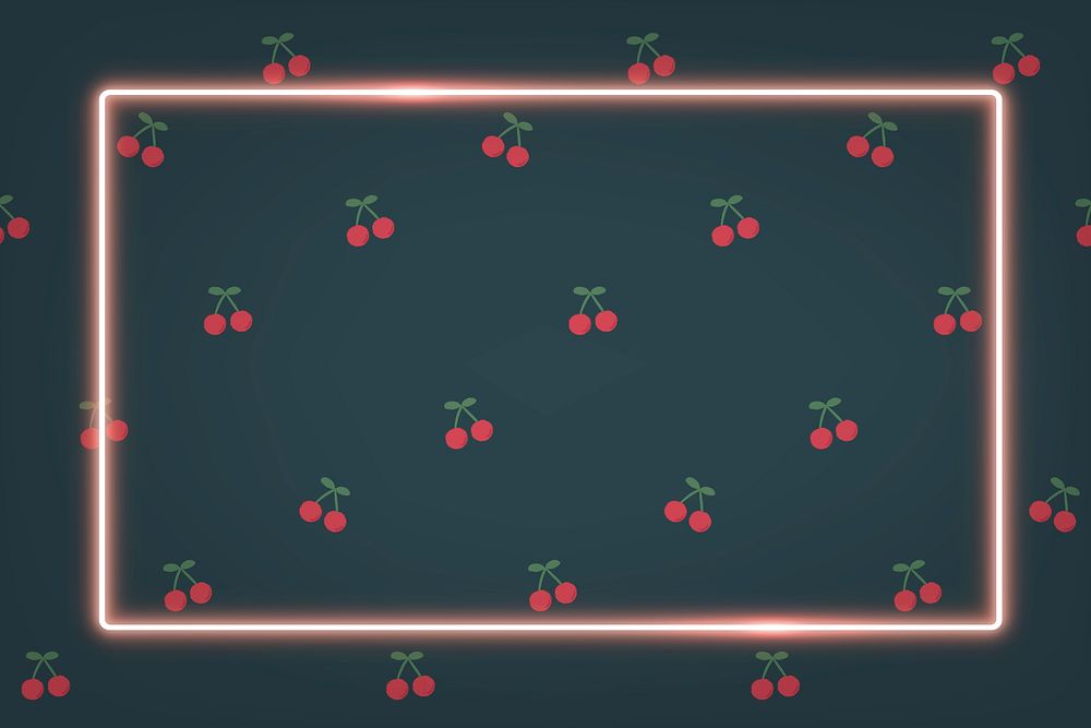 Pink neon frame cherry pattern | Premium Vector - rawpixel