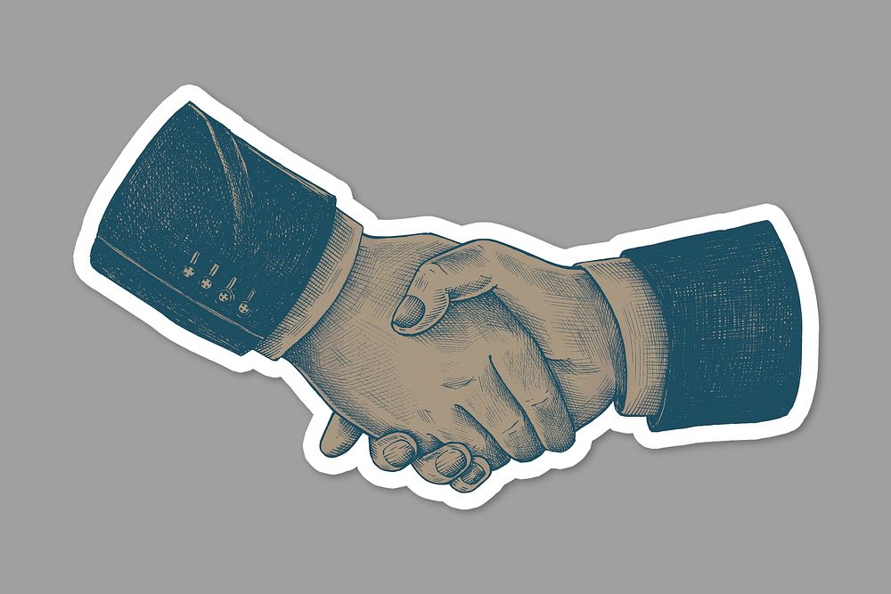 Hand drawn shaking hands sticker | Premium PSD - rawpixel
