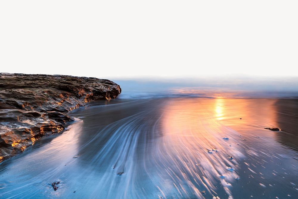 Sunset beach border, beautiful nature | Free PSD - rawpixel