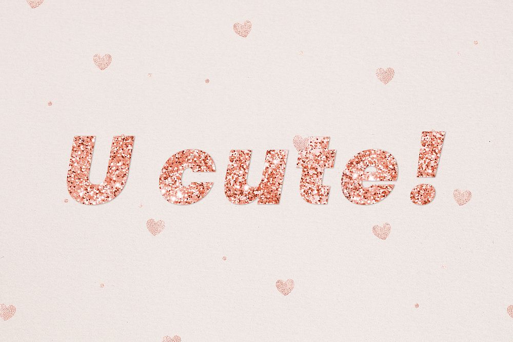 Glittery u cute! typography heart | Free Photo - rawpixel