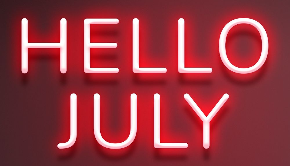 Glowing neon Hello July lettering | Free Photo - rawpixel