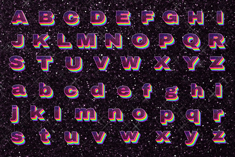 ABC Glitter rainbow alphabet psd | Premium PSD - rawpixel