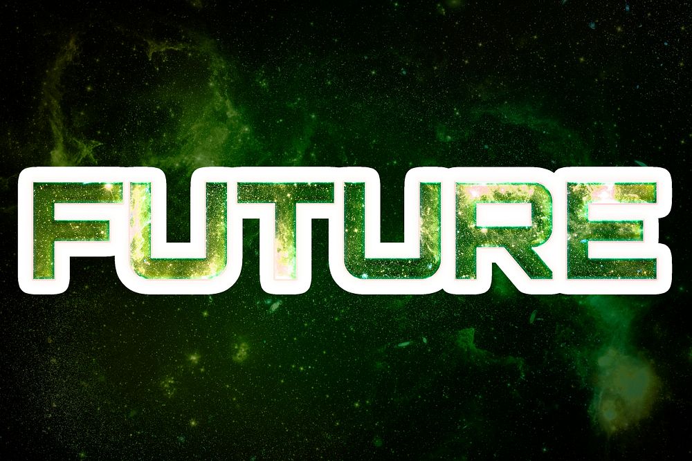 Green FUTURE galaxy psd sticker | Premium PSD - rawpixel