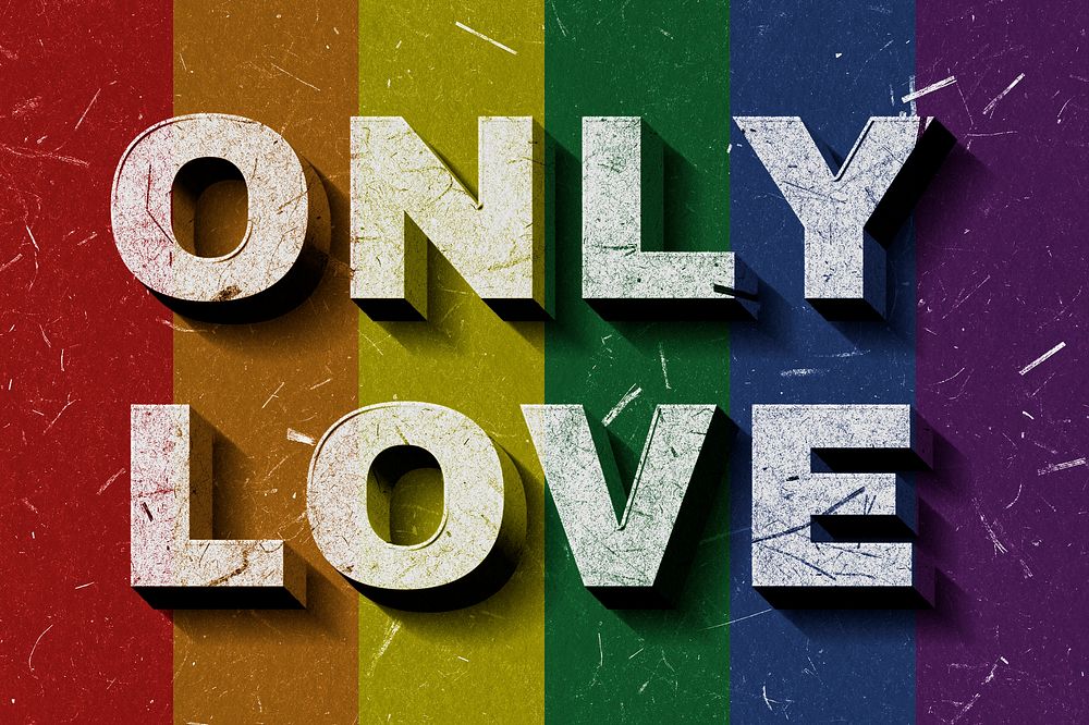 Rainbow Only Love 3D vintage | Free Photo - rawpixel