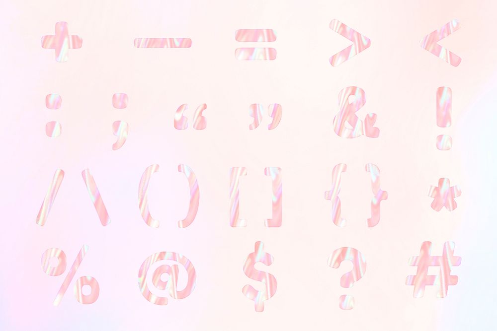 Punctuation marks symbols psd holographic | Premium PSD - rawpixel