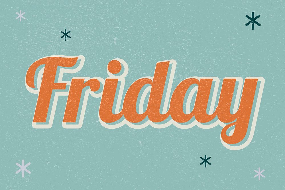 Friday retro word typography green | Free Photo - rawpixel
