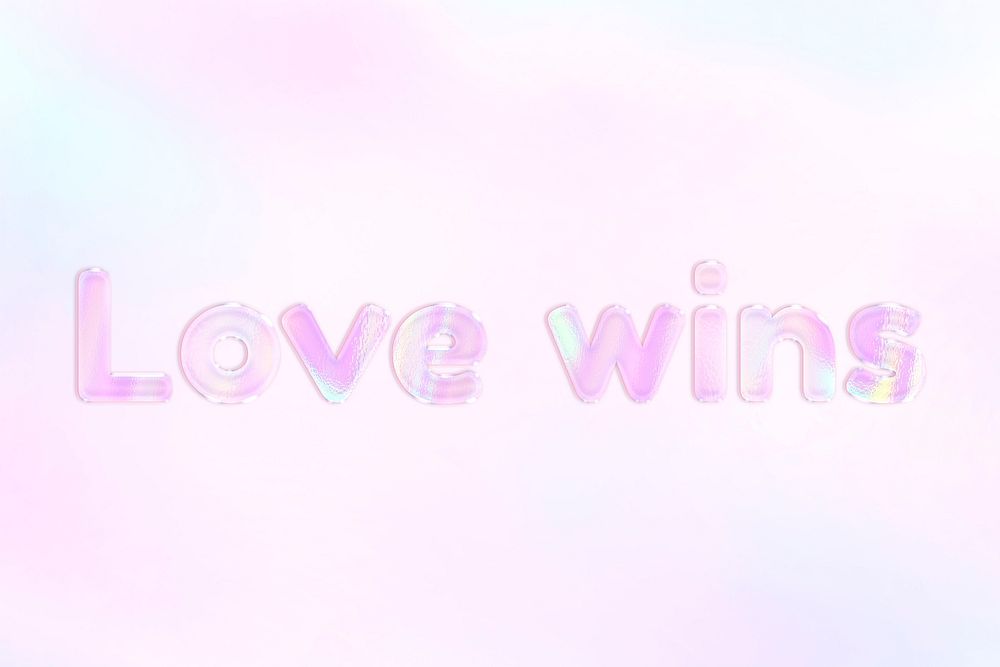 Love wins text holographic word | Free Photo - rawpixel