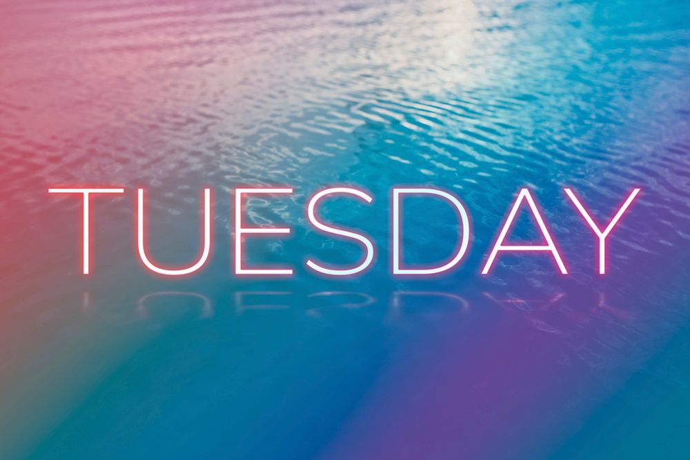Tuesday text neon typography still | Free Photo - rawpixel