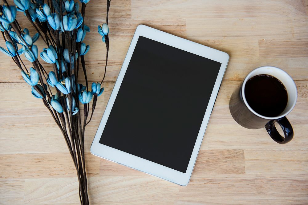 Digital Tablet Coffee Cup Flower | Premium Photo - rawpixel