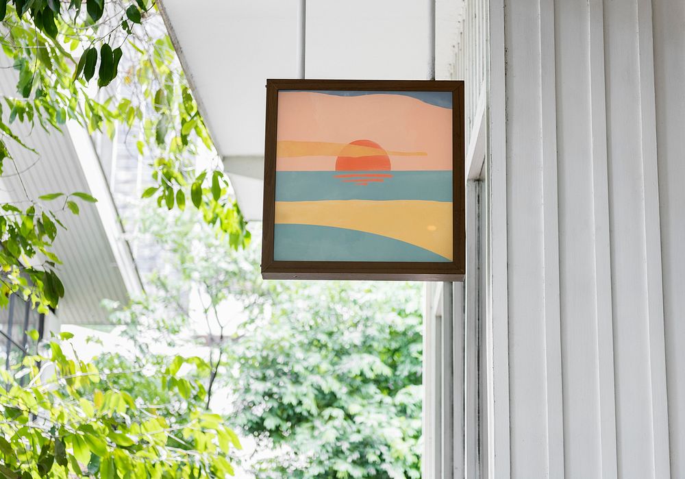 Beach photo, outdoor hanging sign | Free Photo - rawpixel