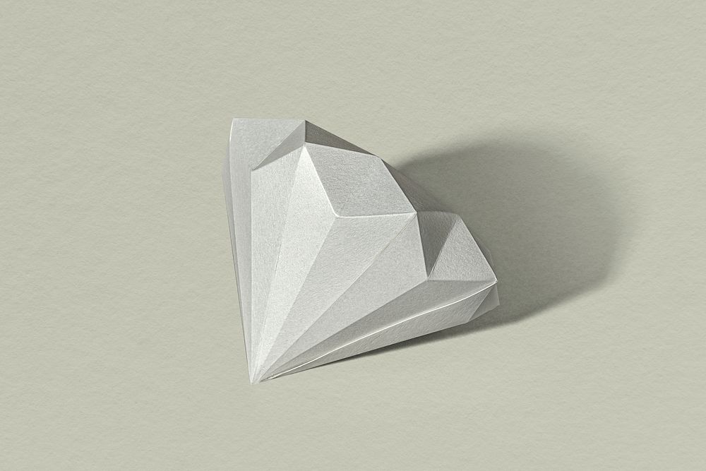 3D silver diamond shaped paper | Premium PSD - rawpixel