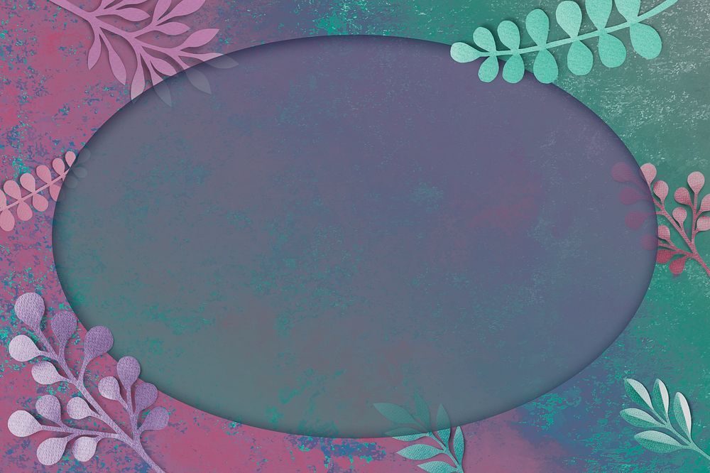 Colorful leafy oval frame vector | Premium PSD - rawpixel