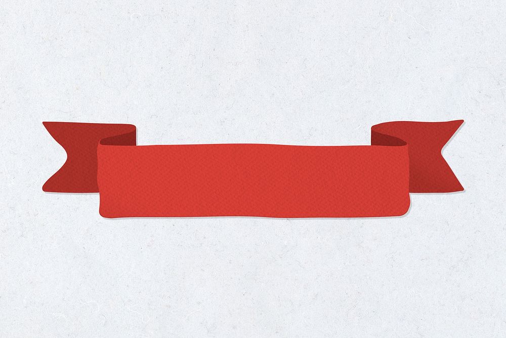 Red paper ribbon banner design | Free PSD - rawpixel