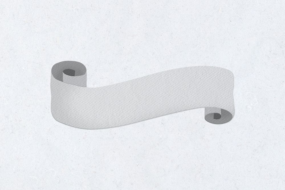 Gray paper ribbon banner design | Free PSD - rawpixel