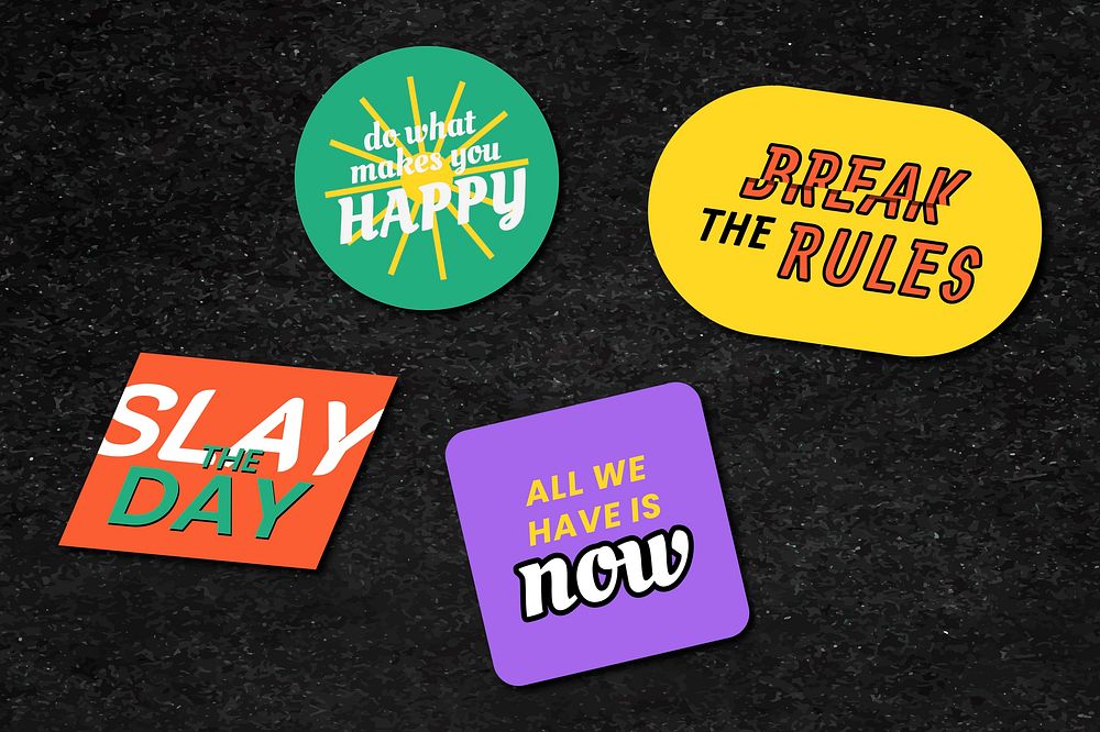 Colorful word sticker clipart set | Premium Photo - rawpixel