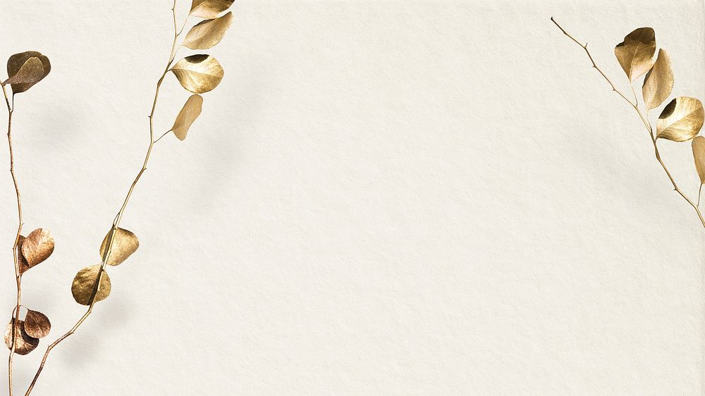 Gold branch foliage beige banner | Premium Photo - rawpixel