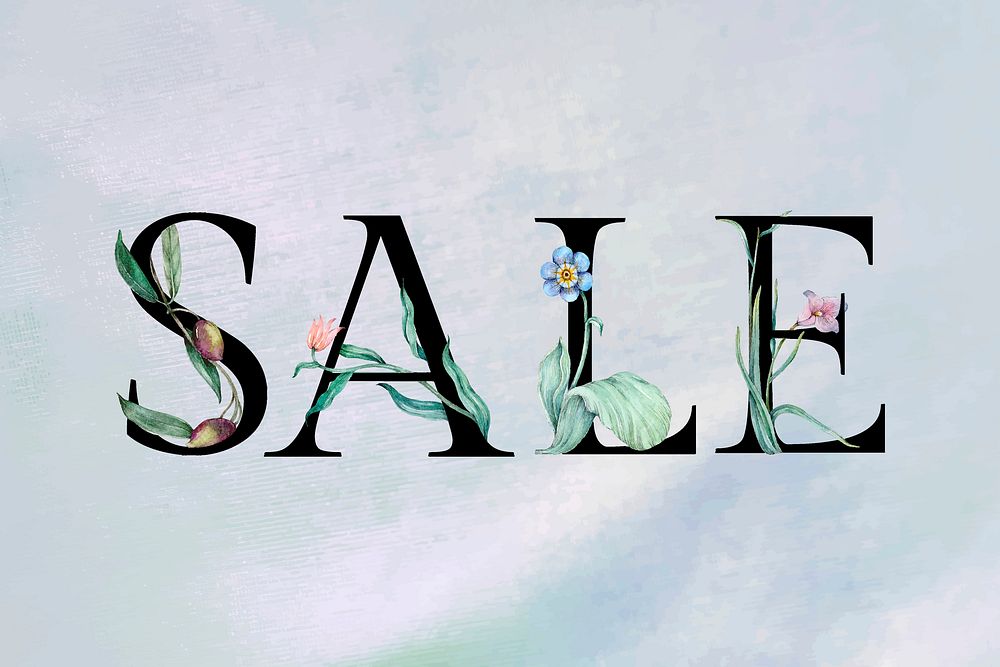 Vector sale word floral font | Premium Vector - rawpixel