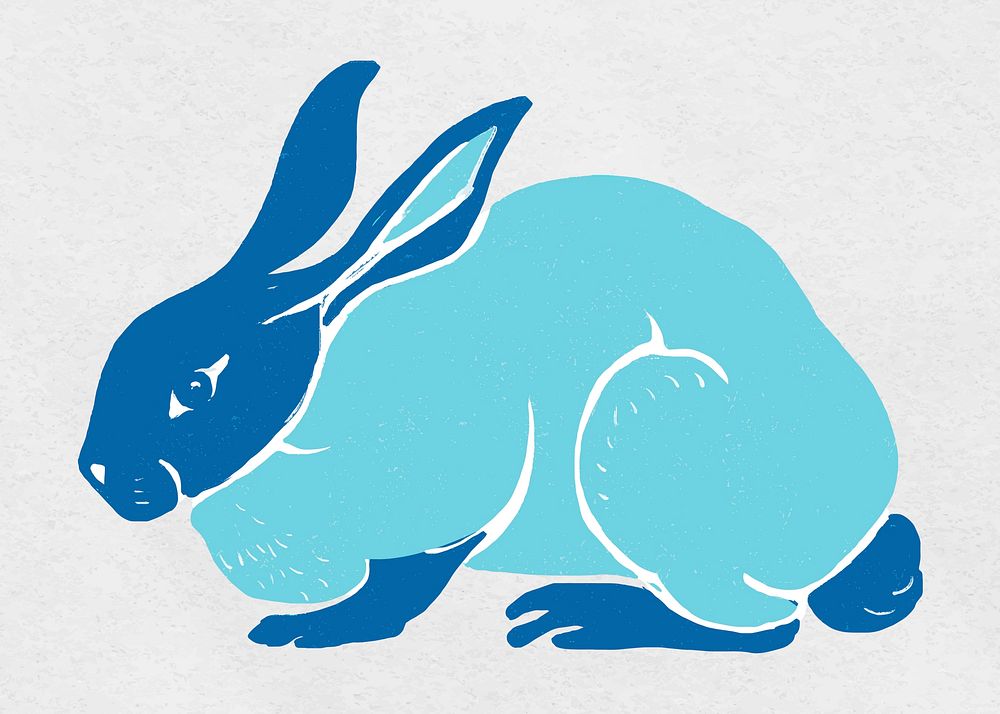 Vintage light blue rabbit vector | Premium Vector - rawpixel