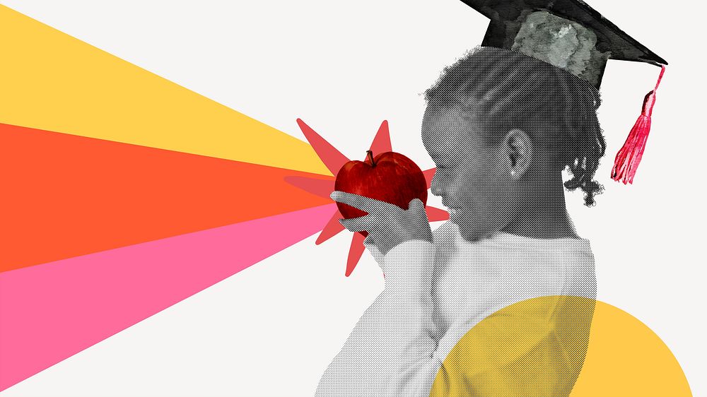 Kid learning computer wallpaper, education, | Premium PSD - rawpixel