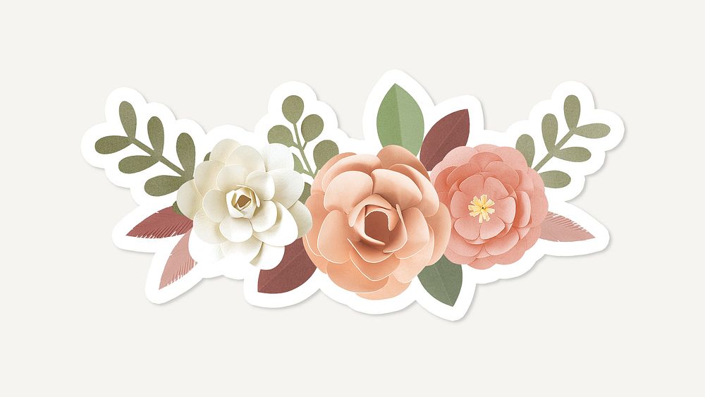 Pastel papercraft flower sticker white | Premium PSD - rawpixel