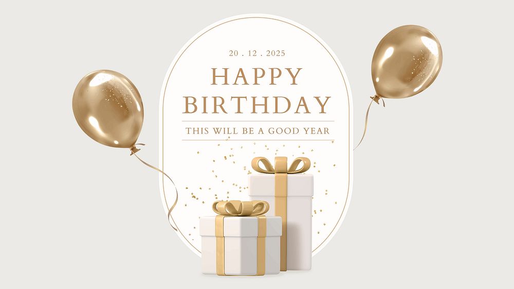 Gold birthday YouTube thumbnail template, | Premium Vector Template ...