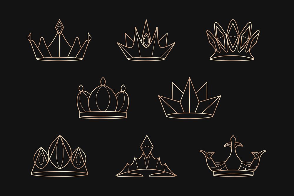 Luxurious geometric crown design collection | Premium Vector - rawpixel