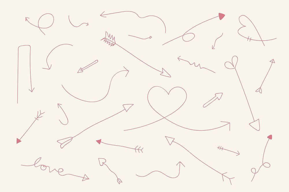Pink doodle arrow vector collection | Premium Vector - rawpixel