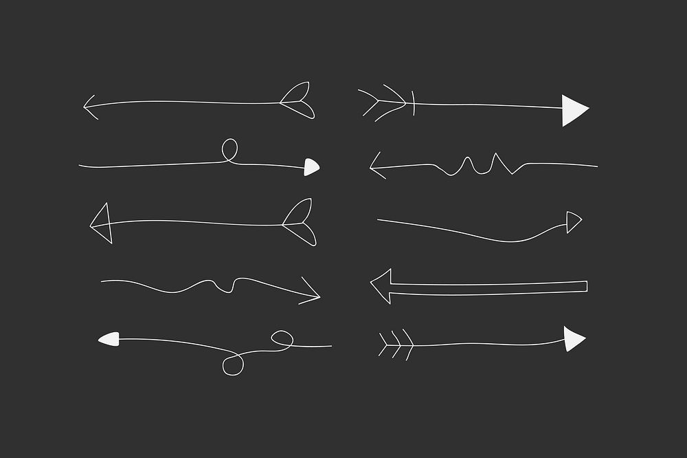 White doodle arrow vector collection | Premium Vector - rawpixel