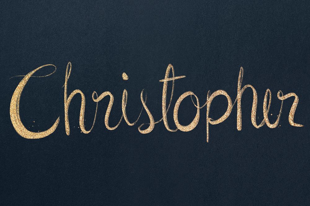 Sparkling gold psd Christopher typography | Premium PSD - rawpixel