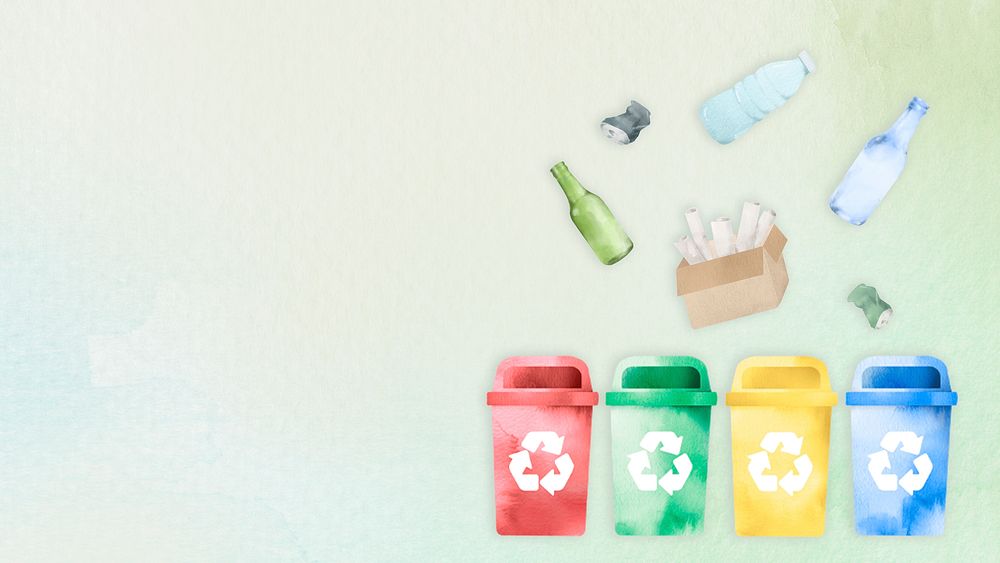 Waste recycling bin background in watercolor | Premium Photo - rawpixel