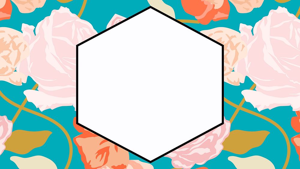 Spring floral hexagon frame vector | Free Vector - rawpixel