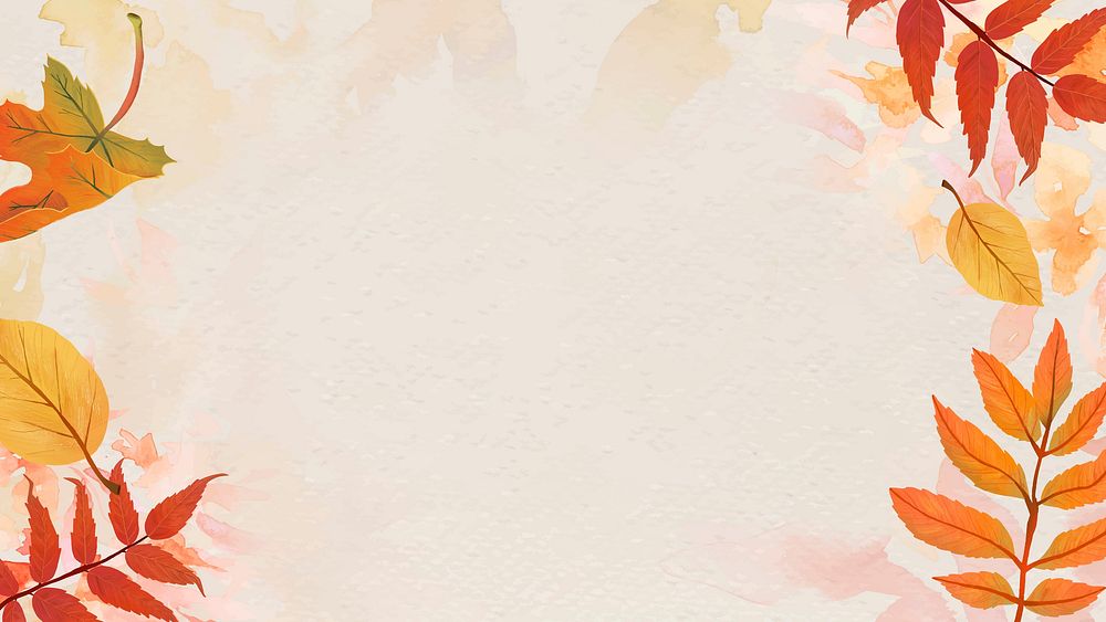Autumn leaves beige background vector | Premium Vector - rawpixel