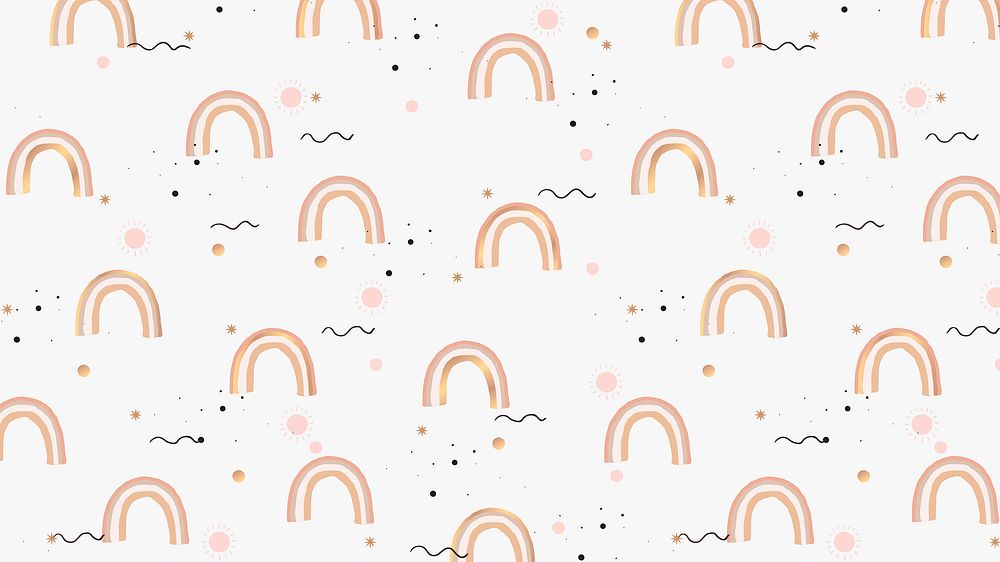 Rainbow pattern desktop wallpaper, cute | Free Photo - rawpixel