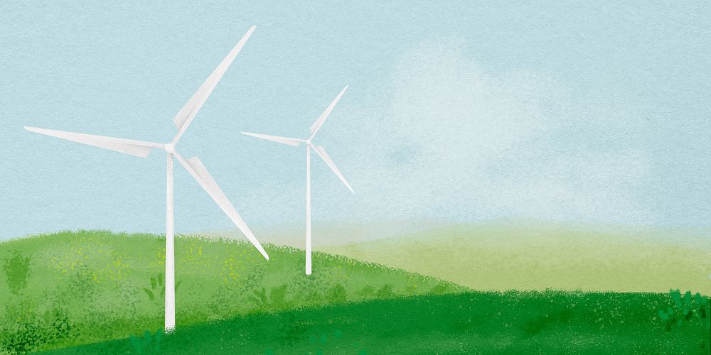 Wind farm background, watercolor landscape | Premium Photo - rawpixel