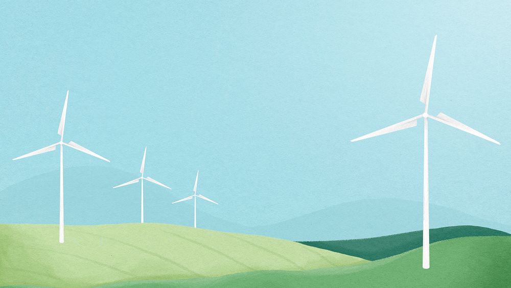 Wind farm computer wallpaper, watercolor | Premium Photo - rawpixel