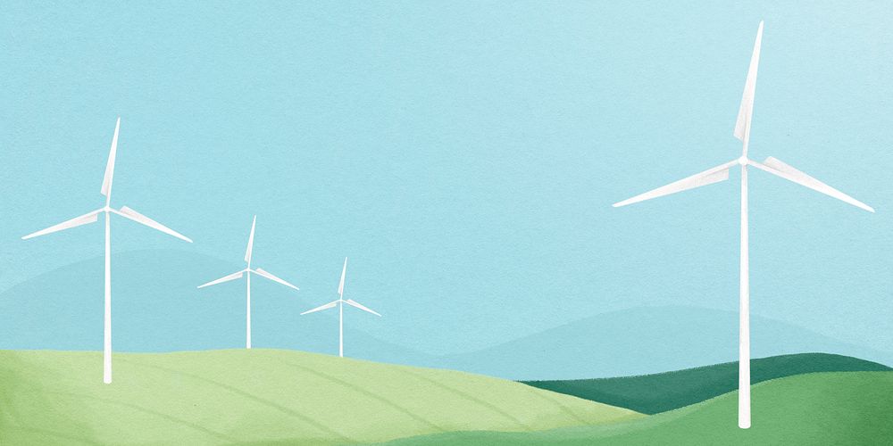Wind farm background, watercolor landscape | Premium Photo - rawpixel