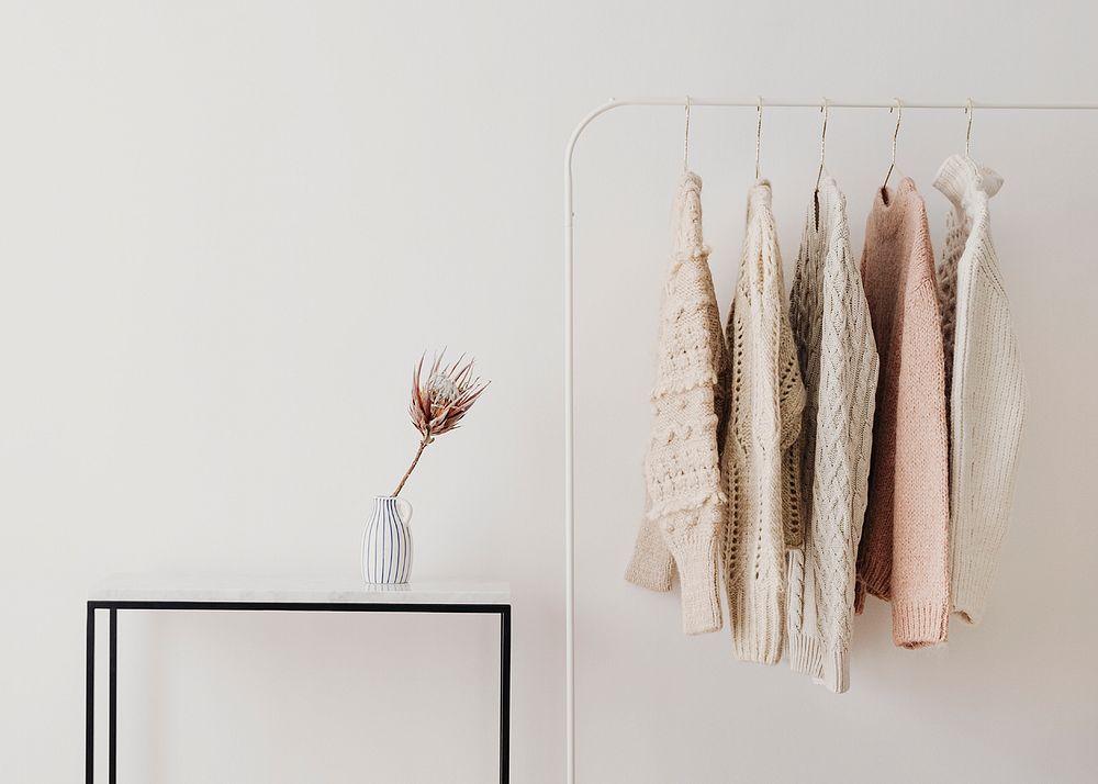 Aesthetic clothes rack, minimal background | Premium Photo - rawpixel