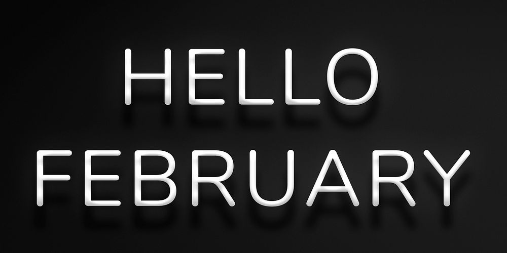 Glowing Hello February neon lettering | Free Photo - rawpixel