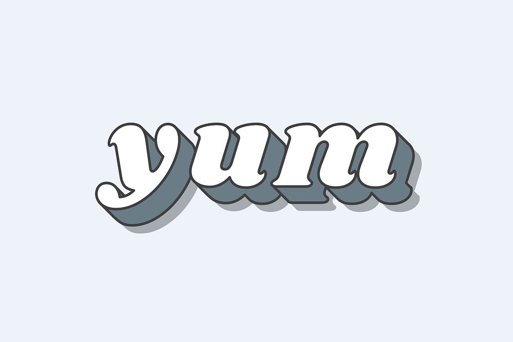 Yum word retro typography vector | Free Vector - rawpixel