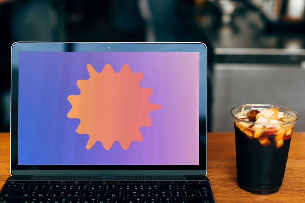 Laptop colorful screen, coffee shop | Premium Photo - rawpixel