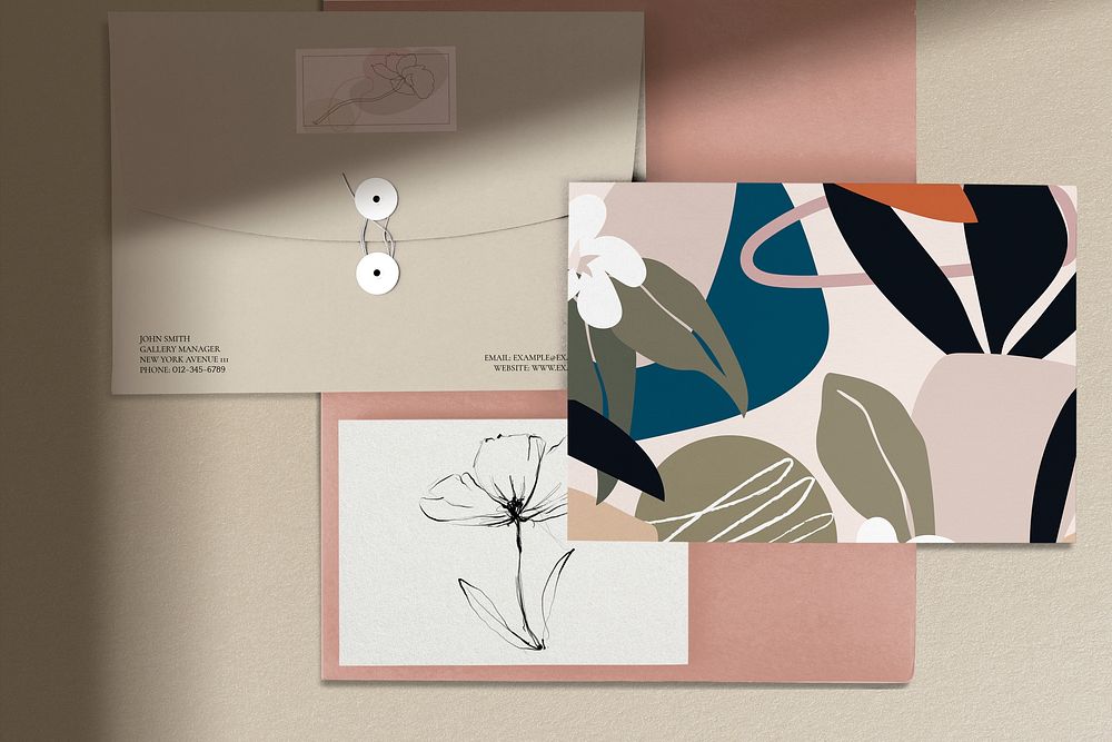 Aesthetic floral card & envelope, | Premium Photo - rawpixel