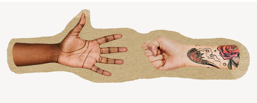 Hands playing rock-paper-scissors collage element, | Free Photo - rawpixel