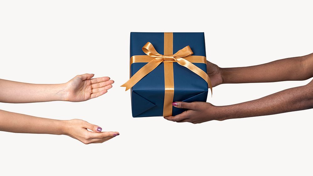Hands giving blue present box | Premium Photo - rawpixel