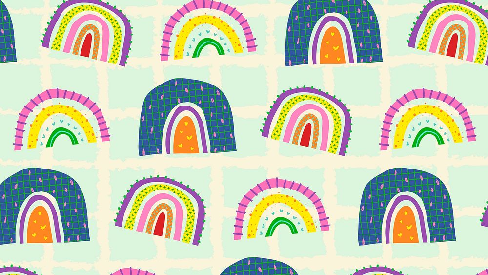 Rainbow pattern wallpaper, funky doodle | Free Photo - rawpixel